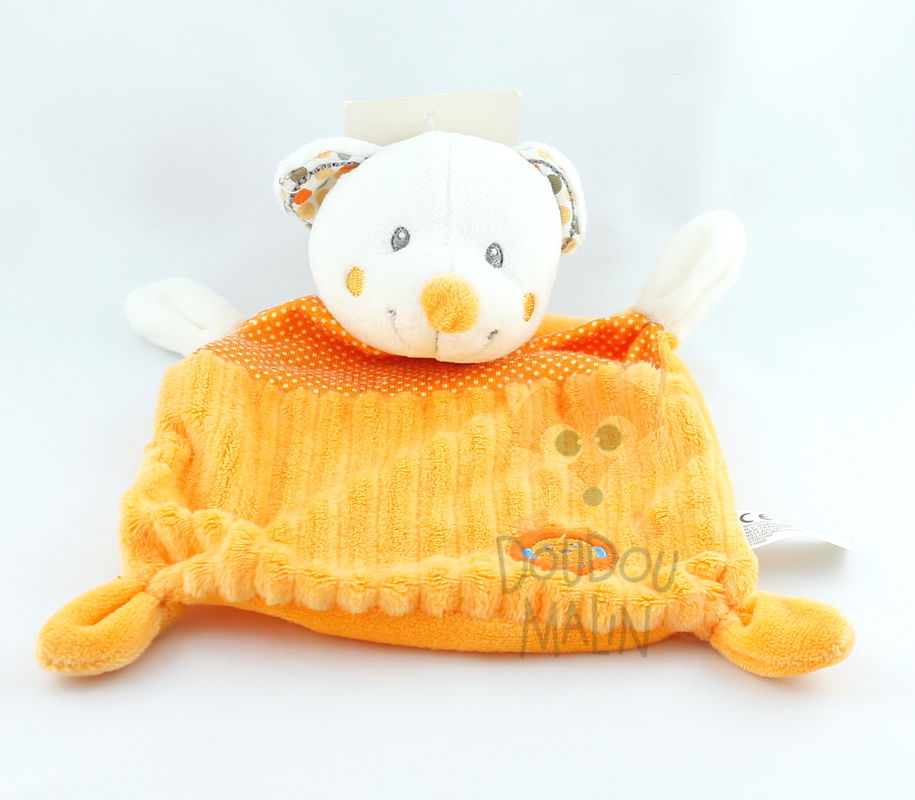 Nicotoy Little Hug doudou ours orange blanc oiseau