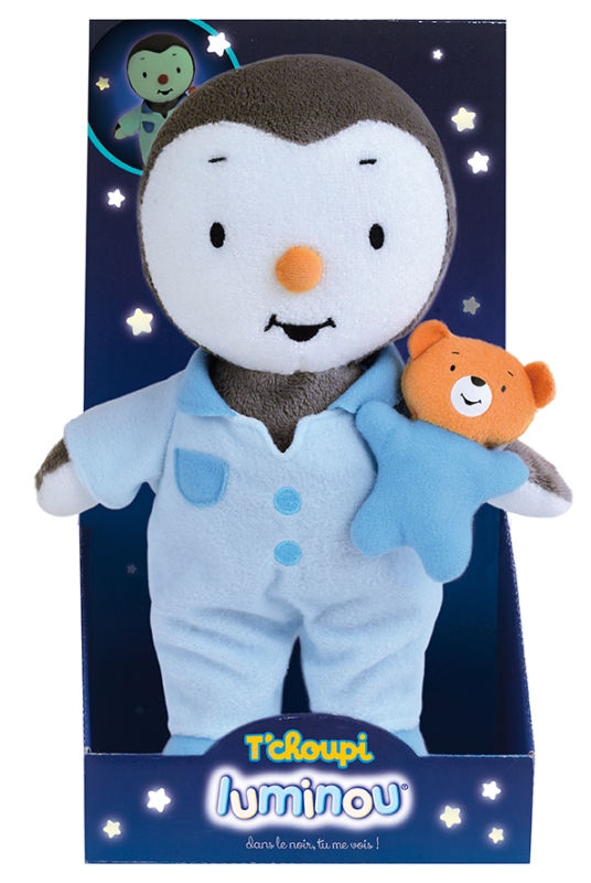 T'choupi Peluche luminou Phosphorescente pyjama bleu 25 cm