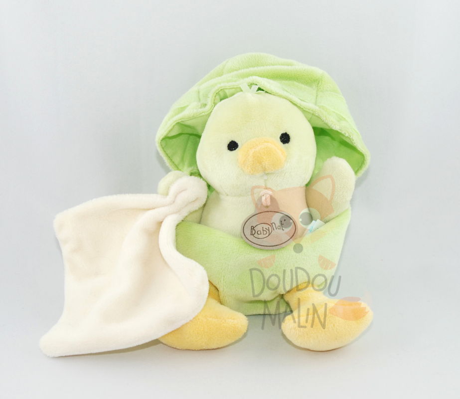 Baby'nat Doudou Poussin Vert Jaune Dans Son Oeuf Avec Mouchoir