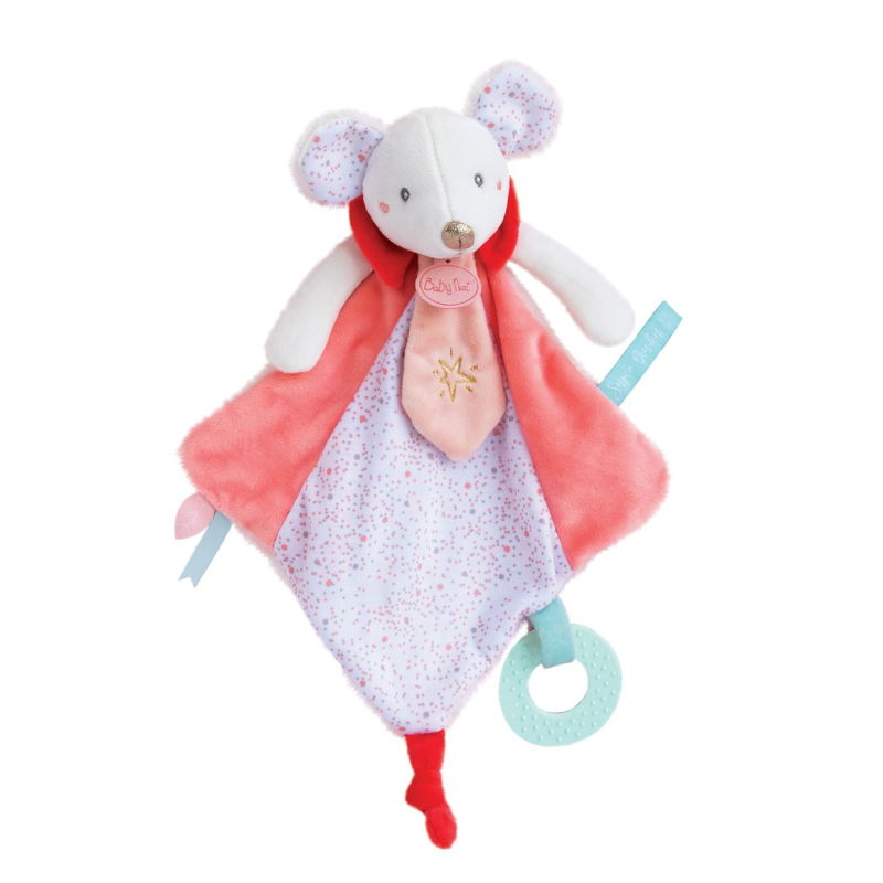 Baby'Nat - Les super doudous - Doudou plat souris rose 40 cm