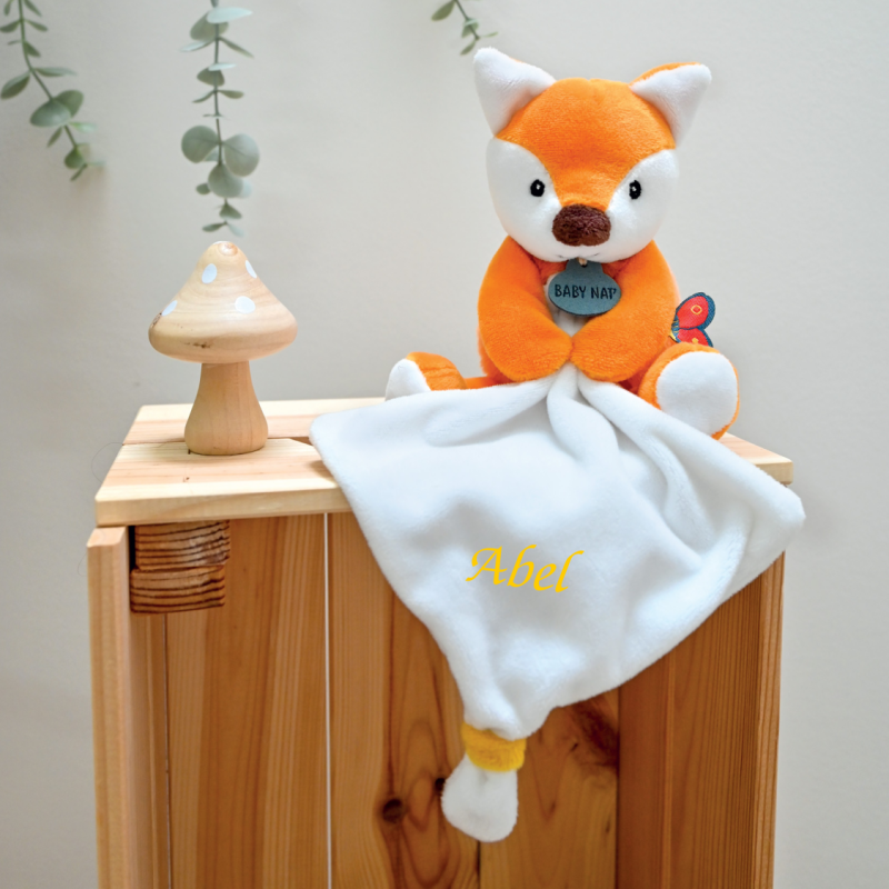 Baby'Nat - Balthazar le renard - Peluche avec doudou orange 23 cm