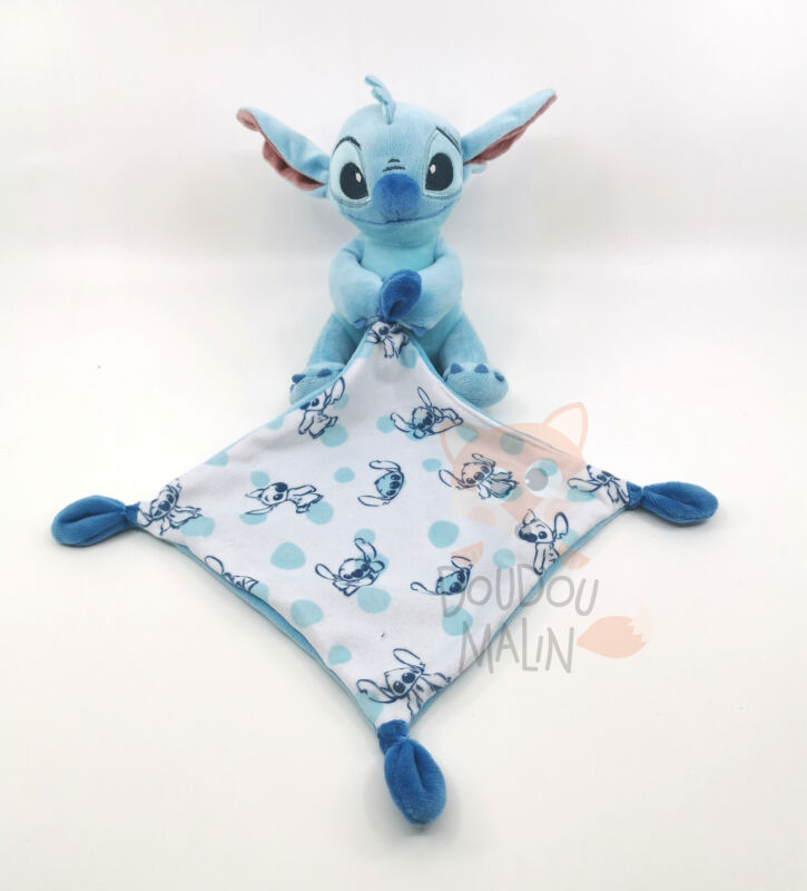 Disney - Stitch - Peluche avec doudou blanc bleu 25 cm