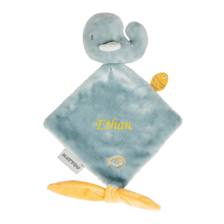 Nattou - Roméo Jules Sally - Mini boudou baleine bleu 22 cm