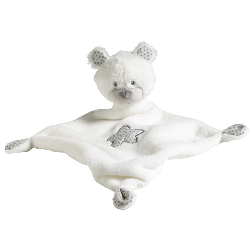 Sauthon - Céleste - Doudou plat ours blanc gris étoile 25 cm