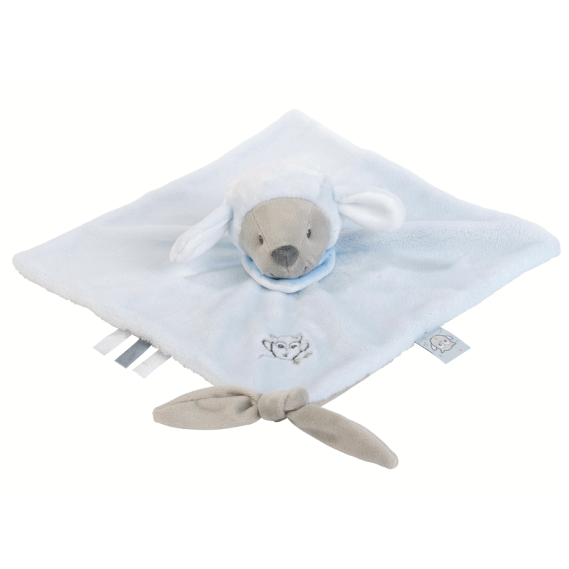 Nattou Sam et Toby Doudou plat mouton bleu gris