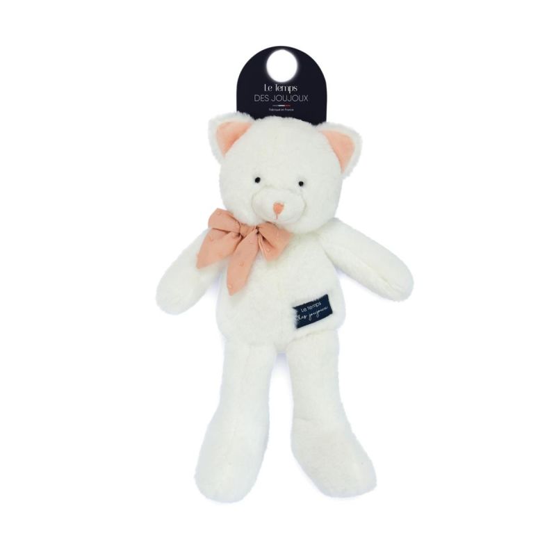 Maïlou Tradition - Peluche Pacha le chat Fabriqué en France - White 28 cm