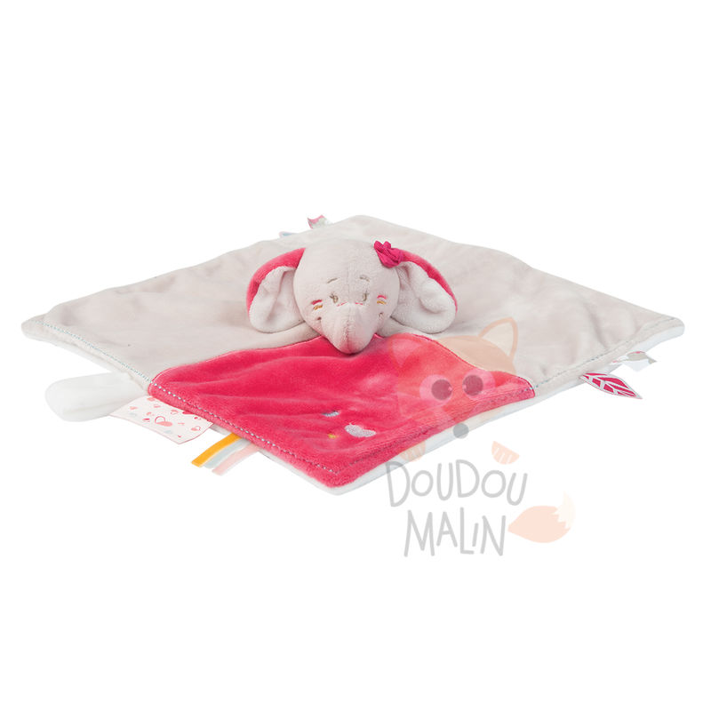 Noukie's Anna & Pili doudou plat tidou éléphant rose gris