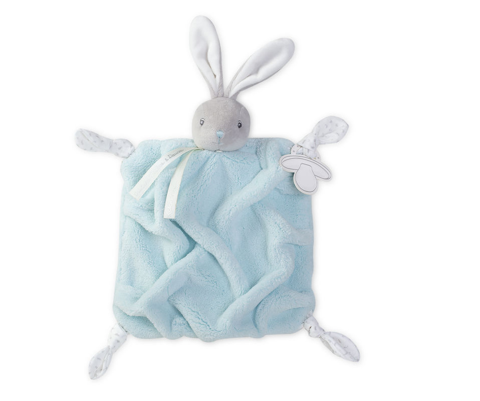 Kaloo collection Plume doudou ours boule bleu ciel noeud blanc